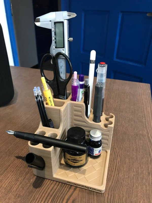 3-Way Fountain Pen & Ink Holder 3D Printer Model Download Free STL File ...