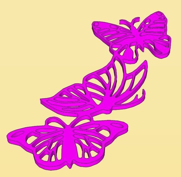 3 Butterflies 3D Printer Model Download Free STL File - 3axis.co