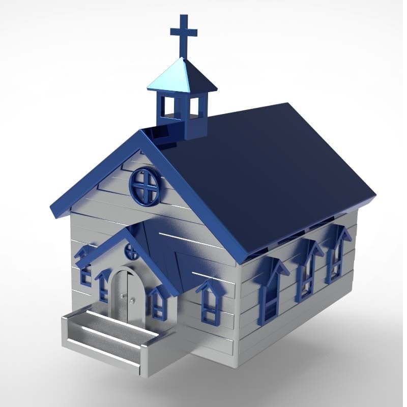Church Miniature 3D Printer Model Download Free STL File - 3axis.co