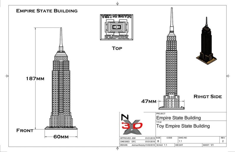 Empire State Building Measurements 3D Puzzle, Revell, Empire State