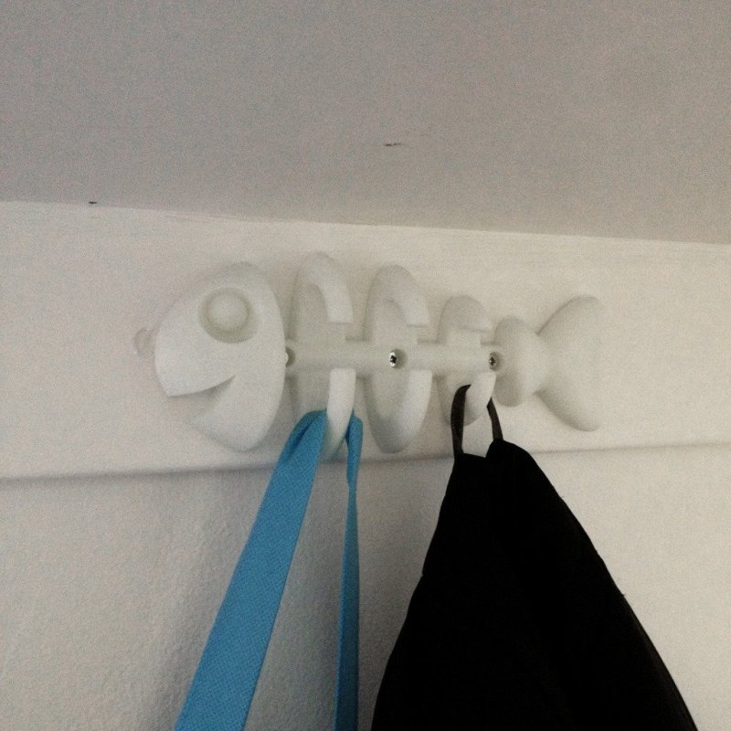 Fish Bone Wall Hanger 3D Printer Model Download Free STL File - 3axis.co