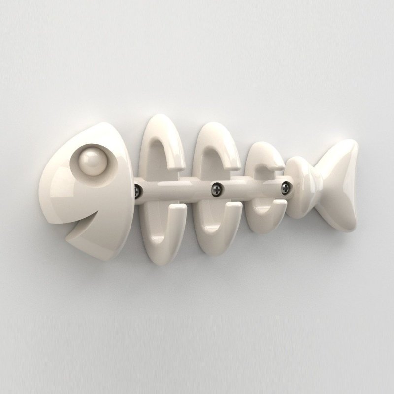 Fish Bone Wall Hanger 3D Printer Model Download Free STL File - 3axis.co