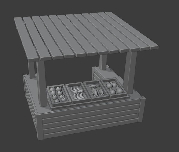 Market Stall Food 28mm 3D Printer Model Download Free STL File - 3axis.co