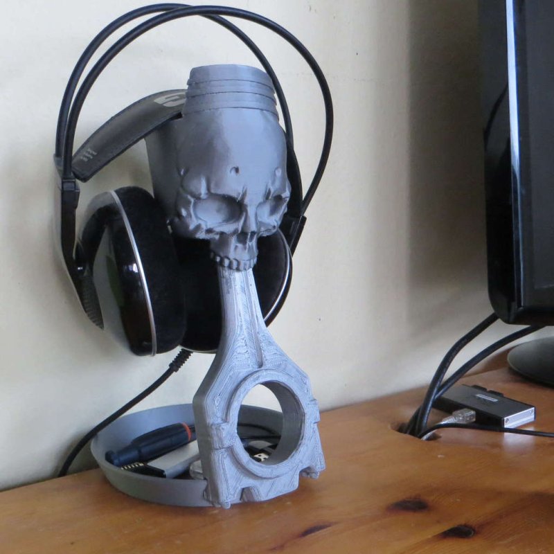 Skull Headphone Stand 3D Printer Model Download Free STL File - 3axis.co