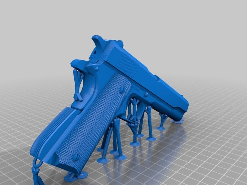 Colt 1911 Firearm With Support Remix 3D Printer Model Download Free STL File - 3axis.co
