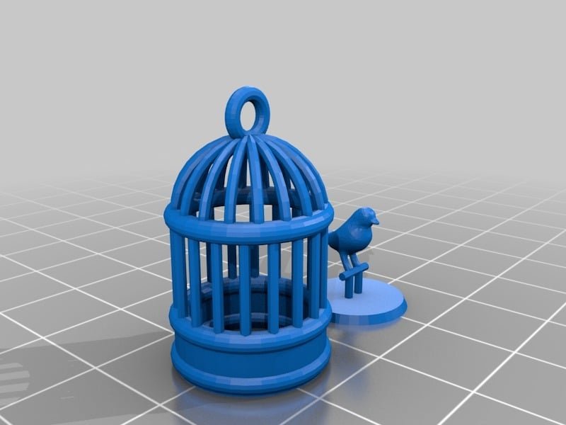Bird In Cage Pendant 3D Printer Model Download Free STL File - 3axis.co