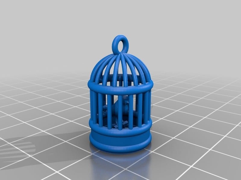 Bird In Cage Pendant 3D Printer Model Download Free STL File - 3axis.co