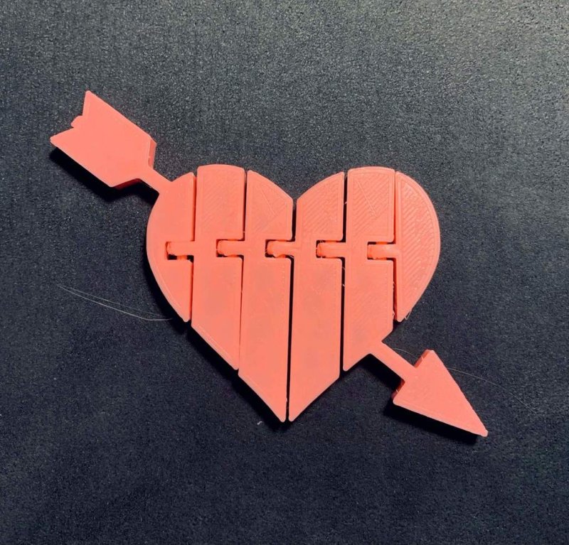 Valentine Heart Flexi 3D Printer Model Download Free STL File - 3axis.co