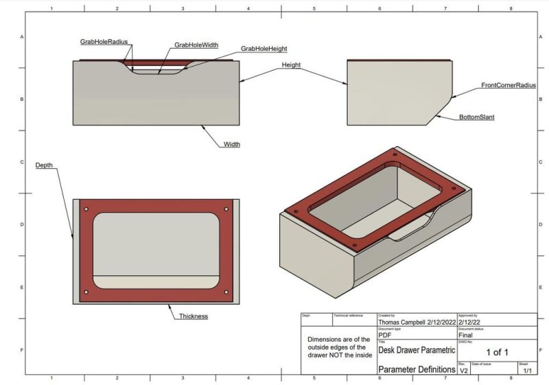 Parametric Under Desk Drawer (No Support) 3D Printer Model Download ...